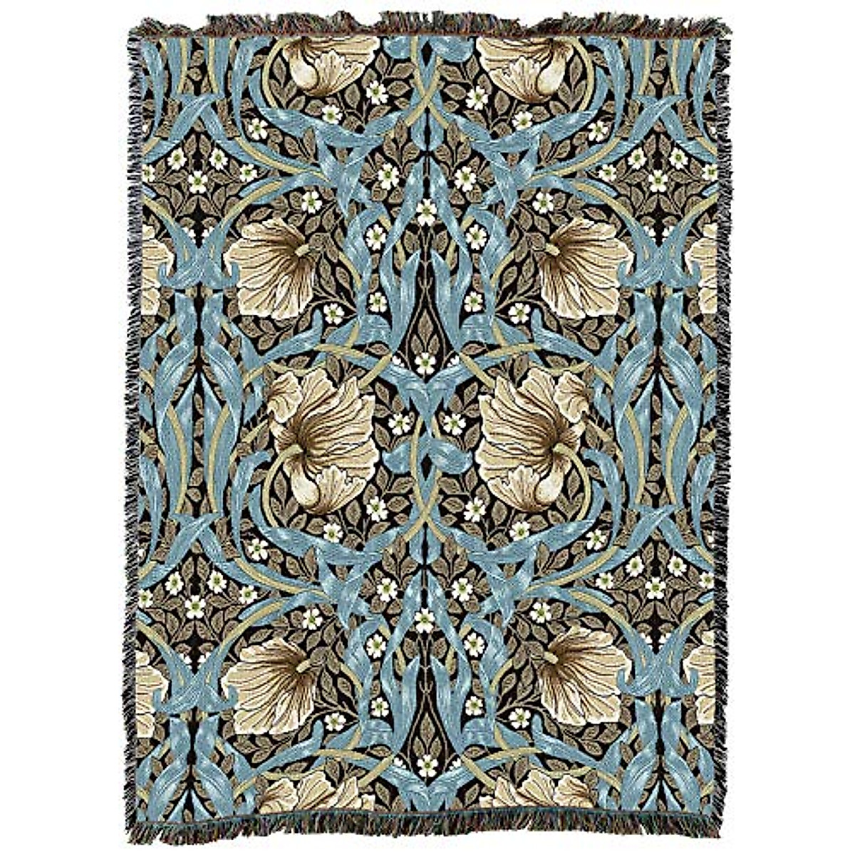 Pure Country Weavers William Morris Pimpernel Vanilla Blanket - Arts & Crafts - Gift Tapestry Throw Woven from Cotton - Made in The USA (72x54)