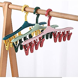 Stylish Drip Hanger Plastic Drying Clips Wind-Proof Hook Underwear Hanger with Clips Laundry Drying Rack Hanger for Socks Bras Clothespins (Color : Yellow)