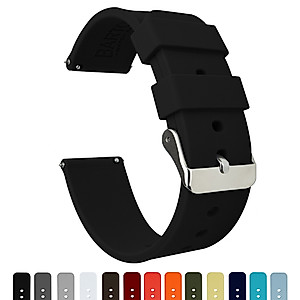 BARTON WATCH BANDS 24mm Black Soft Silicone Quick Release Straps