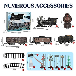 Steam Train Set Toys -Electric Train Set Toys Retro Train Track with Locomotive with Smokes,Light & Sounds, for Toys for 3 4 5 6 7+ Years Old Kids