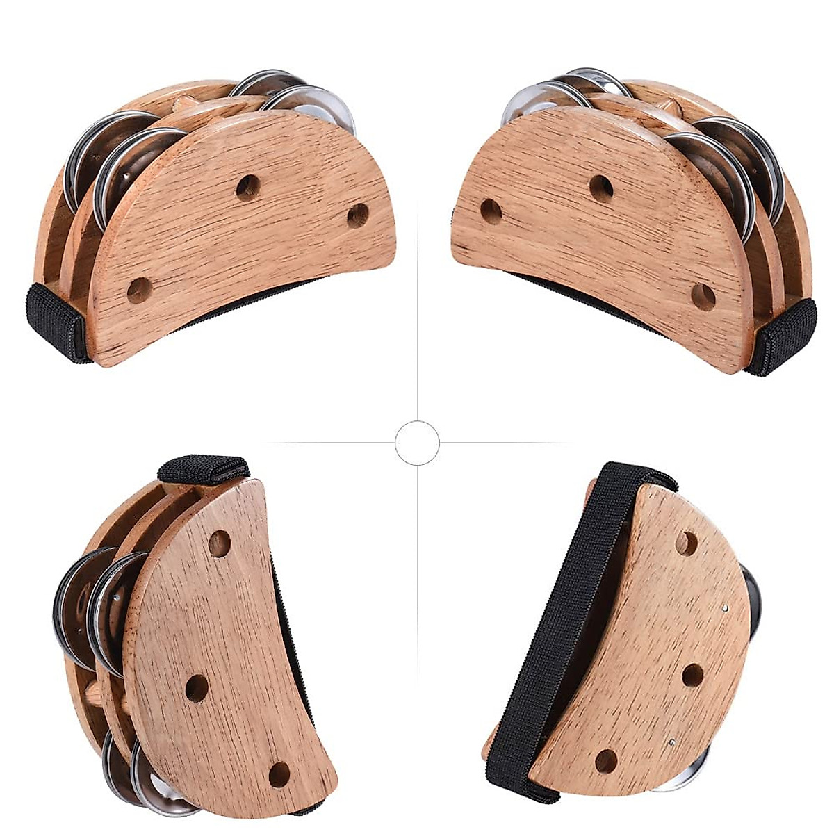 Heysland Burlywood Elliptical Box Drum Cajon Companion Accessory Foot Jingle Tambourine for Hand Percussion Instruments