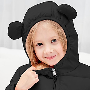 ANHDM Toddler Boys Girls Thicken Winter Coat Baby Fleece Warm Hooded Jacket Clothes 2024, Black, 2-3T/ Tag 100