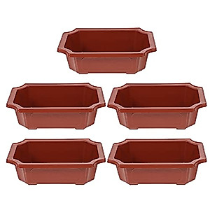 Yardwe 5pcs Plastic Planter Terracotta Color Window Flower Box Vegetable Plants Pots Decorative Bonsai Container for Indoor Outdoor Windowsill Patio Garden Red