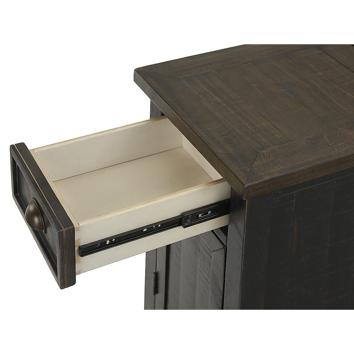 Martin Svensson Home Monterey Chairside Table - Rustic Farmhouse Style with Drawers - Cream White and Brown Top - Bedroom or Living Room Furniture for Storage, Solid Wood, Antique Finish