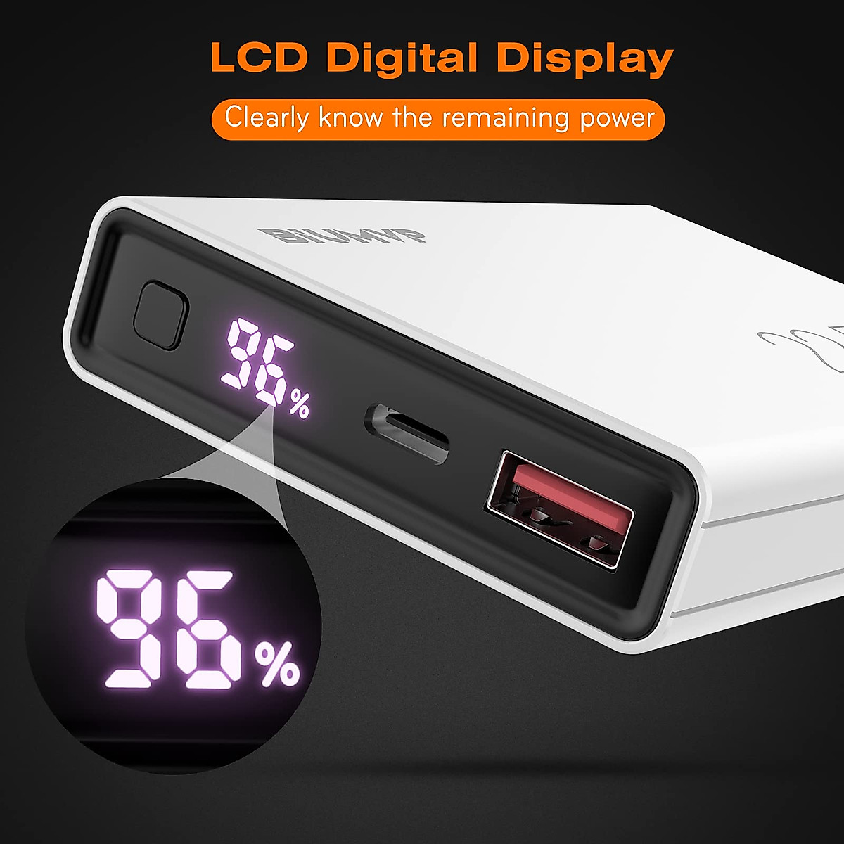 BIUMVP Heated Vest Battery Pack,5V 2A 10000mAh Power Bank for Heated Jacket,PD 22.5W Fast Charging Portable Charger,LCD Dispaly Phone Charger for iPhone,Android ect.