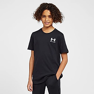 Under Armour Boys' Sportstyle Left Chest Short-Sleeve T-Shirt , Black (001)/White , Youth Medium