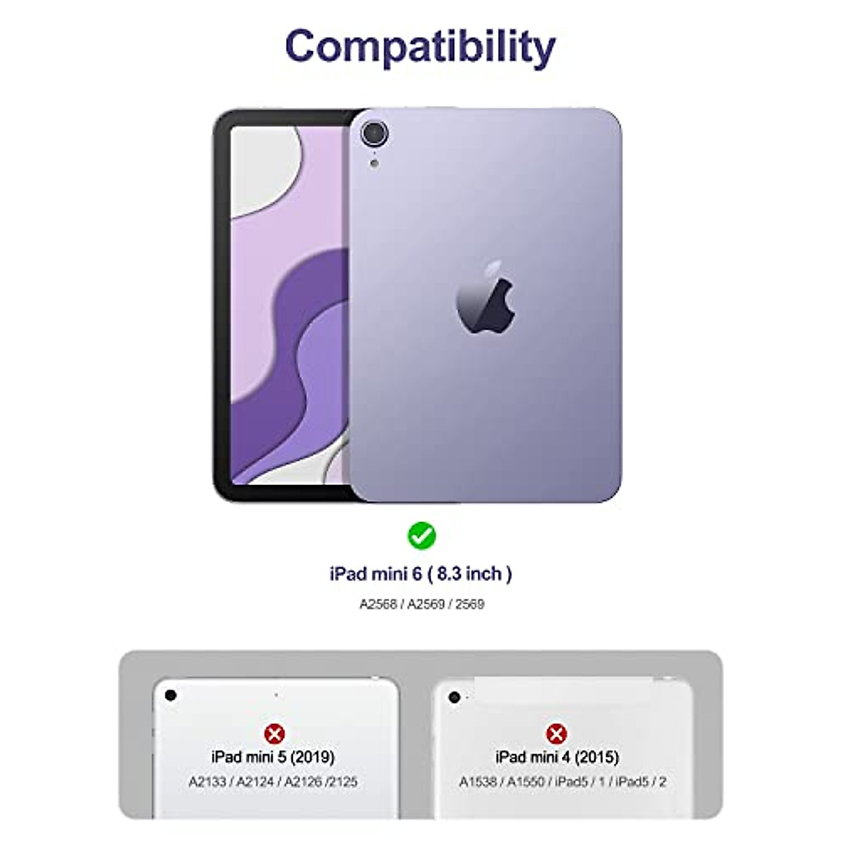 ONPINT Case for iPad Mini 6 2021, [Built in Screen Protector] [Auto Sleep/Wake] [Pencil Holder] Lightweight Leather Case Flip Cover with Stand for iPad Mini 6th Gen 8.3 Inch, Purple