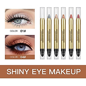 Go Ho White Highlighter Eyeshadow Stick,Cream-to-powder Dual-ended Eyeshadow Pen Eye Shadow Stick,Eye Brightener Highlighter Makeup,Eye Crayon Make up with Sponge Pointed,01