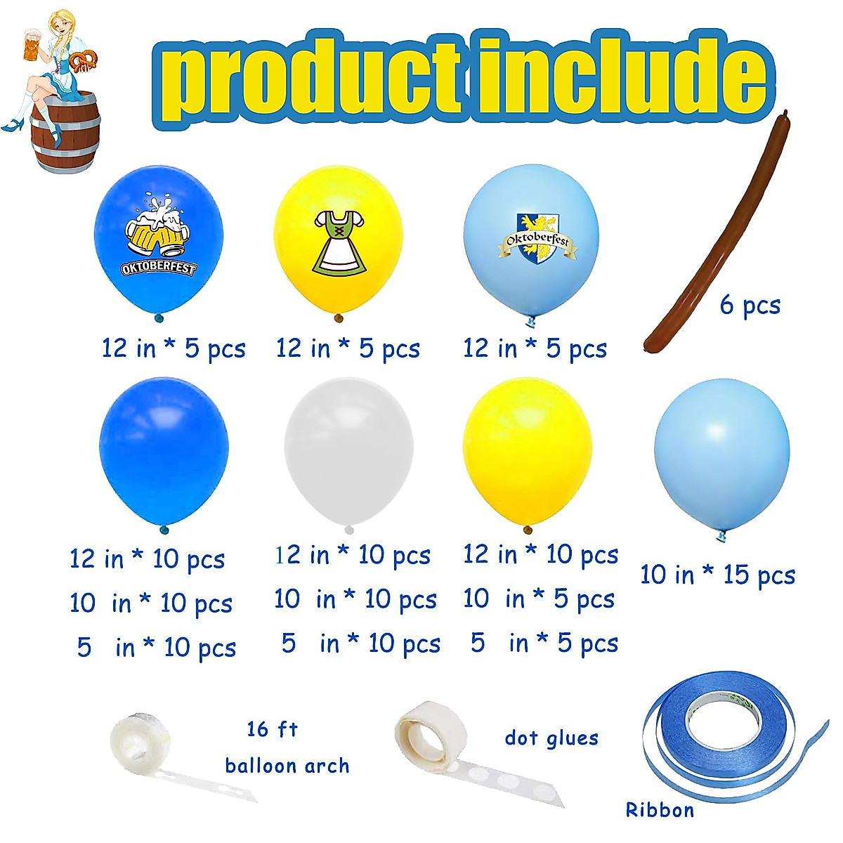 123 pcs Oktoberfest Balloons Arch Garland Oktoberfest Party Decoration Oktoberfest Party Supplies for JOktoberfest Party Favor Oktoberfest Theme Birthday Party Decorations