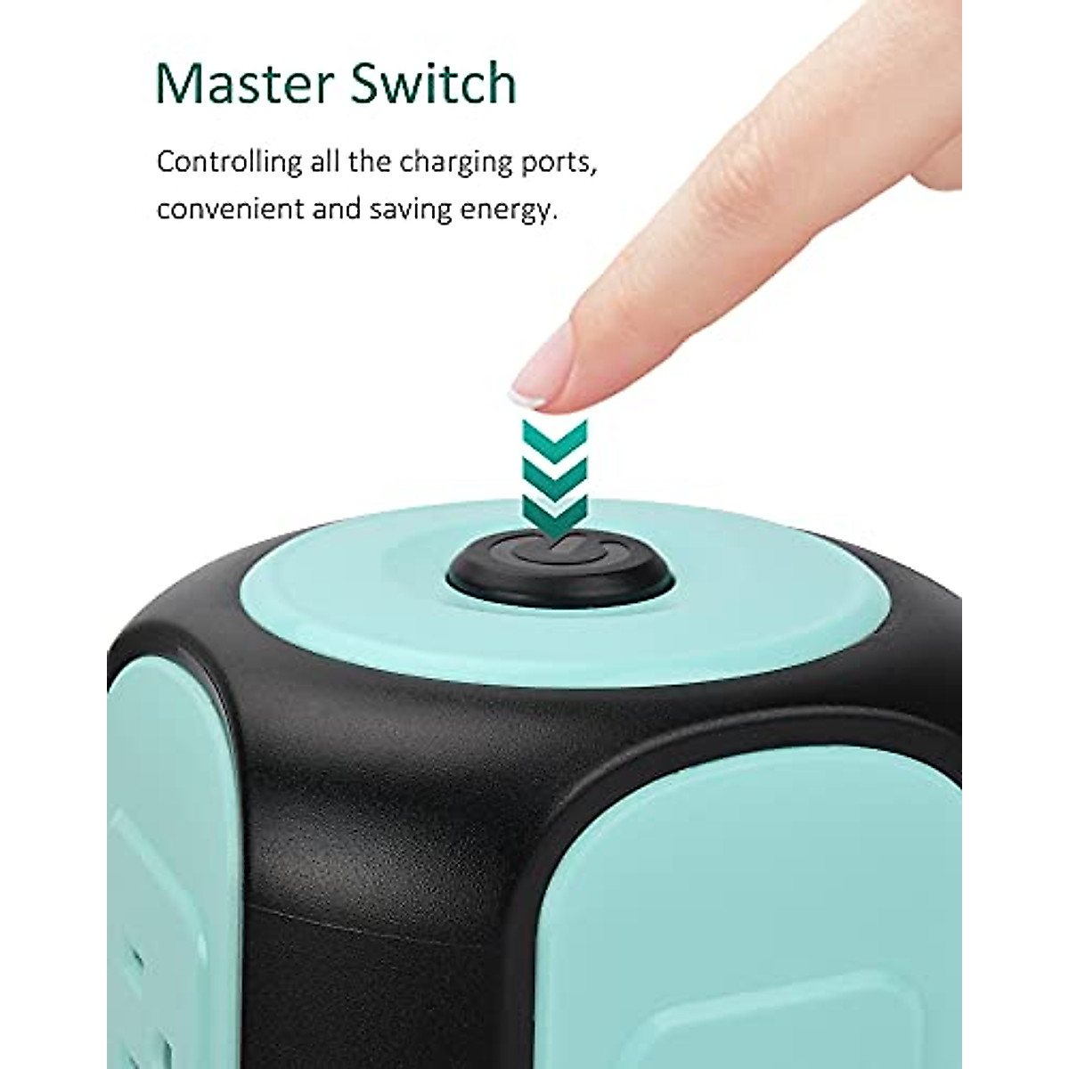 Power Strip Tower Surge Protector, SUPERDANNY Desktop Charging Station, 10 Ft Extension Cord, 9 Outlets, 4 USB Ports, 1080 Joules, 3-Prong, Grounded, Multiple Protections for Home, Office, Blue