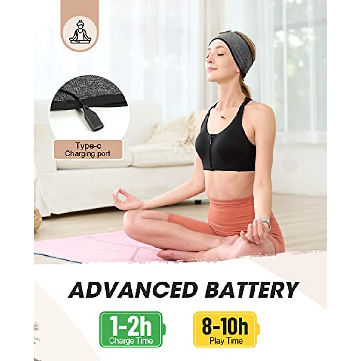 Perytong Sleep Headphones, Cozy Bluetooth Headphone Headband,Noise Cancelling Headphones for Sleeping, Headphone Band Built in Speakers Perfect for Side Sleepers,Workout,Running,Yoga,Travel,Insomnia