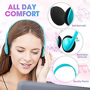 40 Pack Class Set Classroom School Headphones Bulk for Kids Child Children Multi Colored Stereo Over Ear Earphones Student Over The Head Headphones with 3.5 mm Headphone Plug for Adults, 8 Color