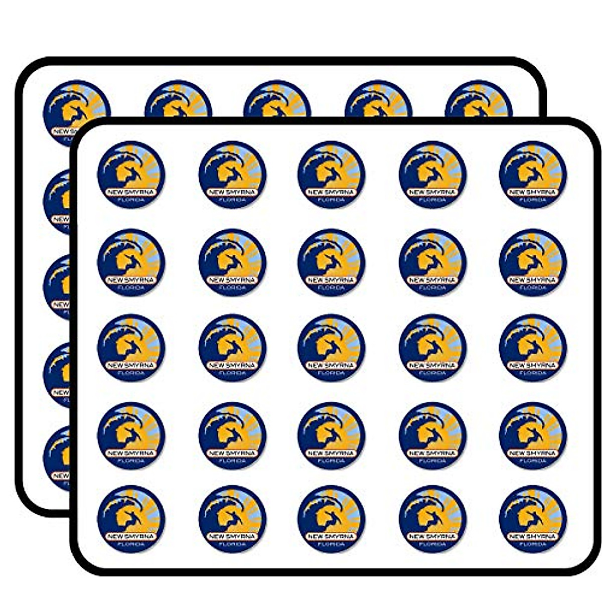 Round Surfer On Wave New Smyrna Florida (Surfing surf Beach) Sticker for Scrapbooking, Calendars, Arts, Kids DIY Crafts, Album, Bullet Journals 50 Pack