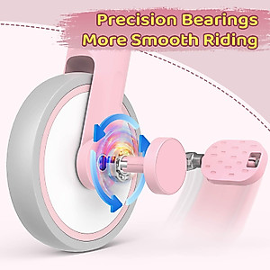 SEREED Colorful Lighting Toddler Tricycle for 2-5 Years Old Girls, Adjustable Seat&Handlebar Trike, Removable Basket, Birthday Gift Idea for Kids Ages 2+ (Pink)