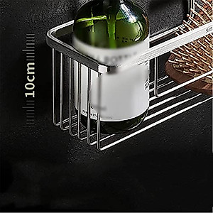 Tbkoly Hanging Basket Bathroom Shelf Storage Rack Shelves,Hanging Shower Caddy Stainless Steel Punch-Free Shower Room Shower (Color:Silver,Size:One Size)