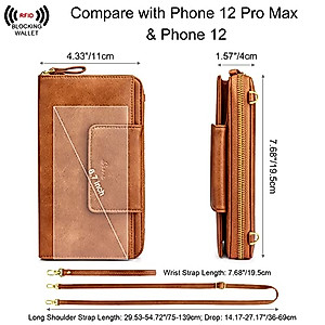 S-ZONE Women Vintage Genuine Leather Tote Bag Bundle with Travel Wallets RFID Blocking Leather Clutch Crossbody Purse Passport Card Holder