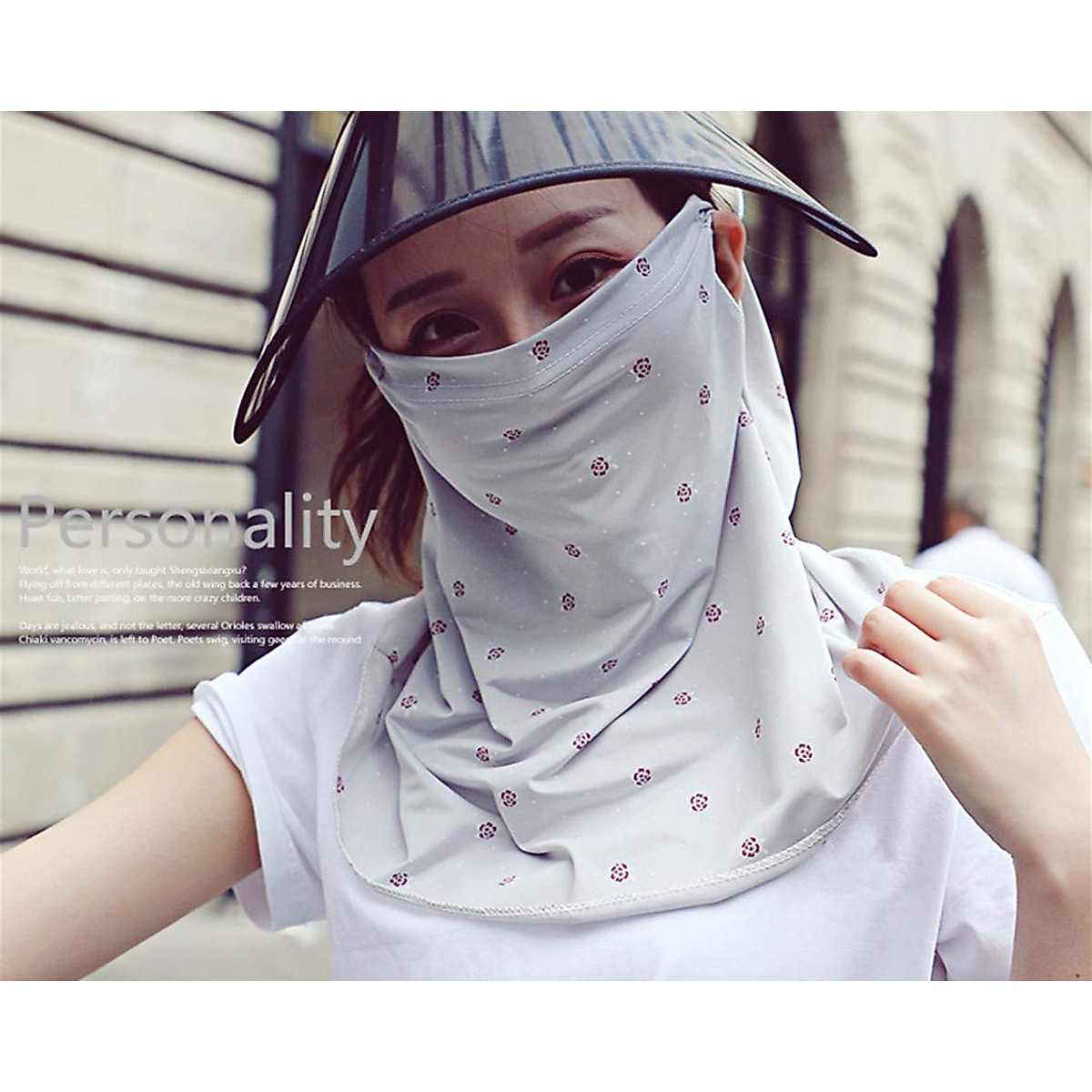 DABER VICH Sun Protection Face Mask Single Layer Neck Gaiter Lightweight Summer Protection Scarf Bandana UV Protective (Gray flower+gray)