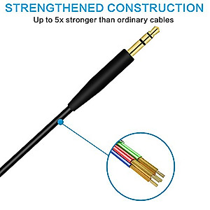 Replacement Audio Cable Cord Wire Compatible Bose On-Ear 2/OE2/OE2i/QC25/QC35/Soundlink/SoundTrue Headphones (Black)