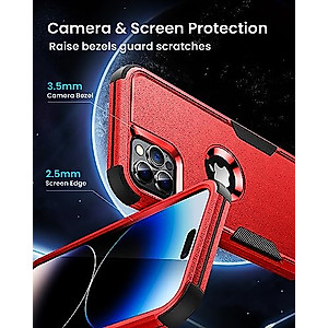 Scutum Designed for iPhone 14 Pro Max Case,[10 FT Military Grade Drop Protection] with [Screen Protector], 3 in 1 Non-Slip Heavy Duty Shockproof Phone Case,6.1 Inch, Red