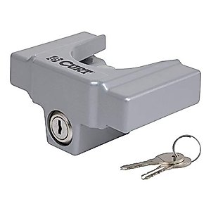 CURT 23079 Powder-Coated Aluminum Trailer Tongue Lock, Fits Most 2-Inch, 1-7/8-Inch Couplers , grey