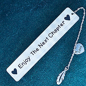 Lettering Bookmark with Chain Inspire Metal Bookmarks Retiring Graduation Birthday Valentines Job Christmas Anniversary Gifts for Book Lovers Students Parents Friends Readers Dad Mom