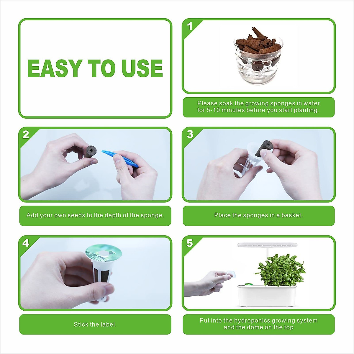 Luxmool 131 Pcs Seed Pods Kit Compatible with Aerogarden, Suitable for Hydroponics Growing System for a Variety of Plants, Outdoor and Indoor Hydroponics Supplies