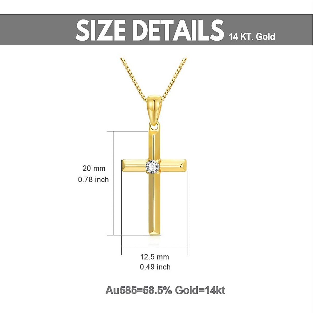 SISGEM 14k Gold Diamond Cross Pendant Necklace for Women, Religious Jewelry Confirmation Gifts for Her, (0.05 ct natural diamond, with 14k Gold Box Chain 18 inches)