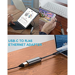 OQTIQ USB C to Ethernet Adapter, USB-C to RJ45 Thunderbolt 3/Type C Gigabit Ethernet LAN Network Adapter, Compatible with MacBook Pro 2020/2019/2018/2017, MacBook Air, iPad Pro, XPS and More