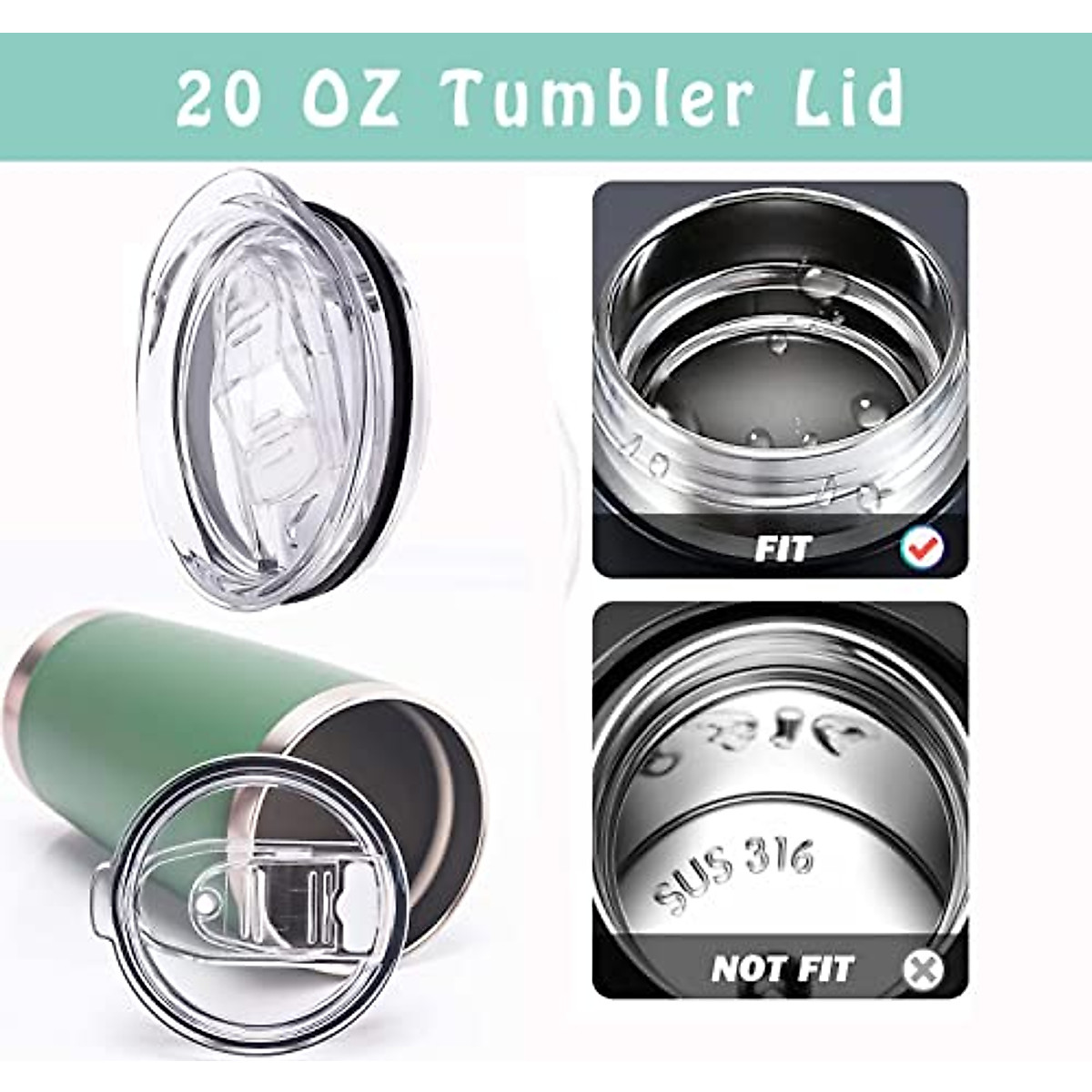 Compatible with Yeti Lids 20 oz Replacement Lid, 10 oz Lowball Lid, 10 oz Mug Lid, Ozark Trail Tumbler Lid and Other Replacement Lids for Tumblers. (20 oz 3 Pack)