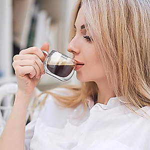 glastal [German Quality 4 Oz Insulated Double Wall Glass Espresso Cups, Nespresso Espresso Coffee Cups, Double Espresso Cups, Demitasse Cups, Espresso Mug, Tazas De Cafe Expreso 2 Pack