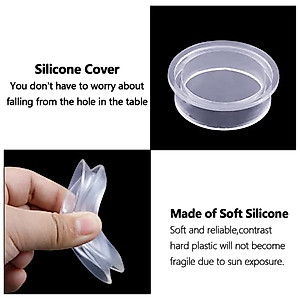 Litoexpe 2 Inch Silicone Patio Table Umbrella Hole Ring Plug and Cap Set for Glass Outdoors Patio Table Deck Yard, Clear, 2-Pack