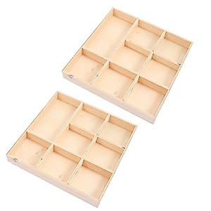 EXCEART 2pcs Wood Tray Box for Craft Compartments Wooden Divided Boxes Succulents Flower Pot Desktop Storage Box Holder Display Tray for Jewelry Ornaments