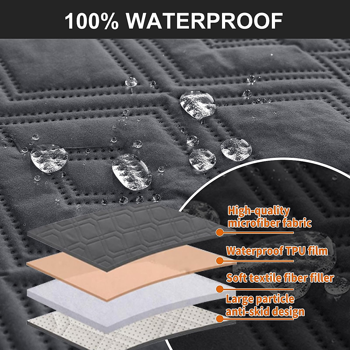 Genina Loveseat Recliner Cover Non-Slip, Sofa Cover for Reclining Couch 2 Seat, Loveseat Covers Double Recliner Furniture Protector Cover with Elastic Straps for Pets (Dark Gray, Recliner Loveseat)