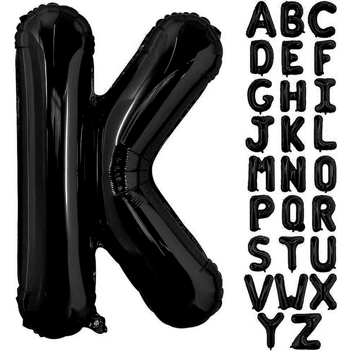 Black Letter K Balloons, 40 Inch Alphabet K Letter Balloons Foil Mylar Big Letter Balloons for Birthday Party Anniversary New Year Graduation Wedding Decorations