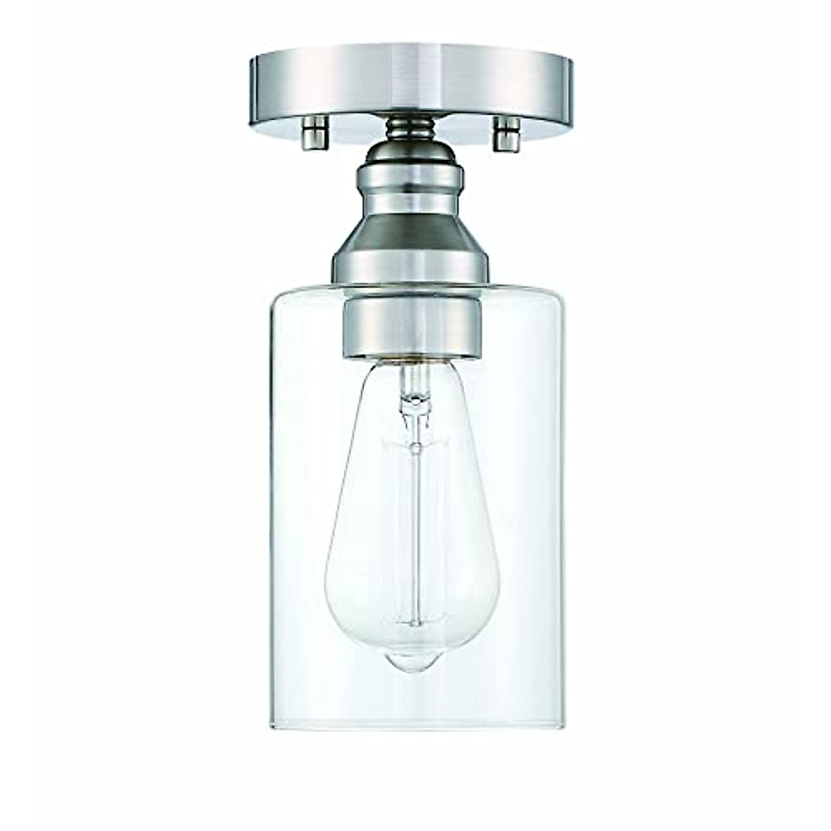 WISBEAM Semi Flush Mount Ceiling Light Fixture, E26 Medium Base, Metal Housing with Clear Glass, ETL Rated, Bulbs NOT Included, 1-Pack