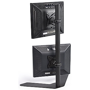 Dual Monitor Desk Stand for (2) 13” to 27” Screens, Countertop Display for Flat Screen Monitors, VESA 100x100, Steel (Black)