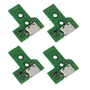 4pcs JDS-030 Interface Board Replacement Charging Port Assembly Compatible with PS4 Repair Part Micro USB Adaptor Charger Socket Board Connector Module
