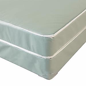 Greaton, 9-Inch Medium Firm Water-Resistance Vinyl Innerspring Mattress & 8” Wood Box Spring Set, Experience Superior Support and Comfort with Clean and Safe Sleep, Full XL, Green
