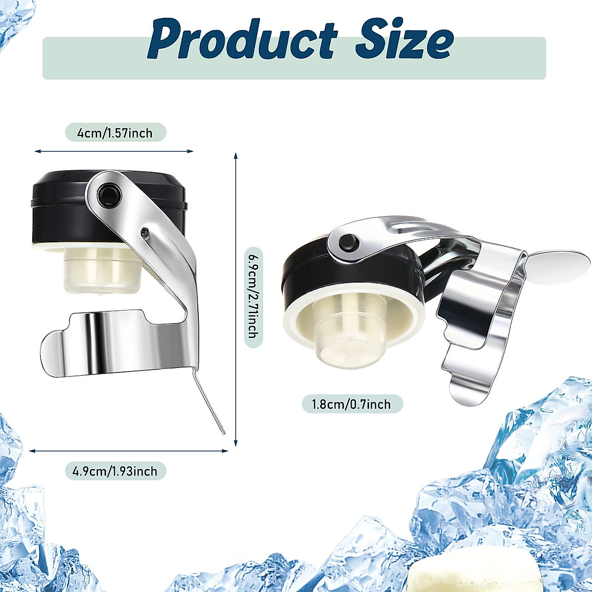 Stainless Steel Champagne Stoppers 2.71 x 1.93 Inch Wine Bottle Stoppers Sealer Reusable Champagne Cork Bottle Plug Champagne Saver Beverage Bottle Stopper for Keeping Wine Fresh(8 Pieces)