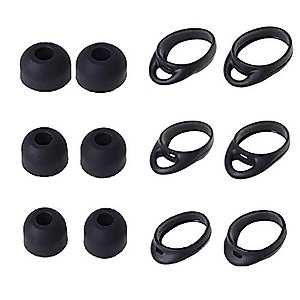 BLLQ Replacement for Samsung Gear IconX (2018 Edition) Ear Tips Wingtips 12 PCS Accessories, Silicone Earhooks Earbuds Cover Eargels Eartips Compatible with Gear IcoonX, Black 12pcs