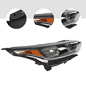 TBVECHI Headlight Assembly for 2019 2020 2021Kia Forte Halogen w/LED DRL Passenger Side Headlamp Replacement, Black Housing Clear Lens Front Head Light Lamp 92102M7100 92101M7100