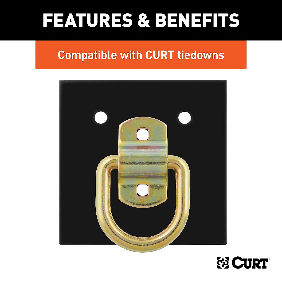 CURT 83607 6 x 6-Inch Powder-Coated Steel Tie Down Anchor Backing Plate