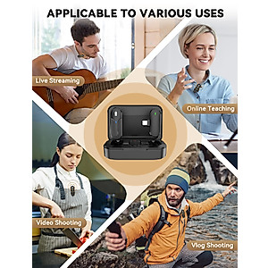 maxtopfit Wireless Lavalier Microphones for iPhone iPad Android - Double Mics Mini Microphone with Noise Cancellation and Mute Function, Lapel Microphone for YouTube,Tiktok,Interview
