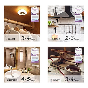 CANAGER Hanging Moisture Absorber, Lavender Vanilla Moistureproof Hanging Bag, Dehumidifier Bag (8 packs) Hanging Closet Dehumidifier Bags, Moisture Absorb 12.5 oz.