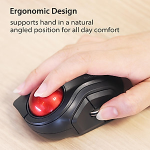 ELECOM Bitra Small Travel Trackball Mouse with Case, Bluetooth Wireless, Index Finger Control, Silent Mouse, Ergonomic Design, 5 Programmable Buttons