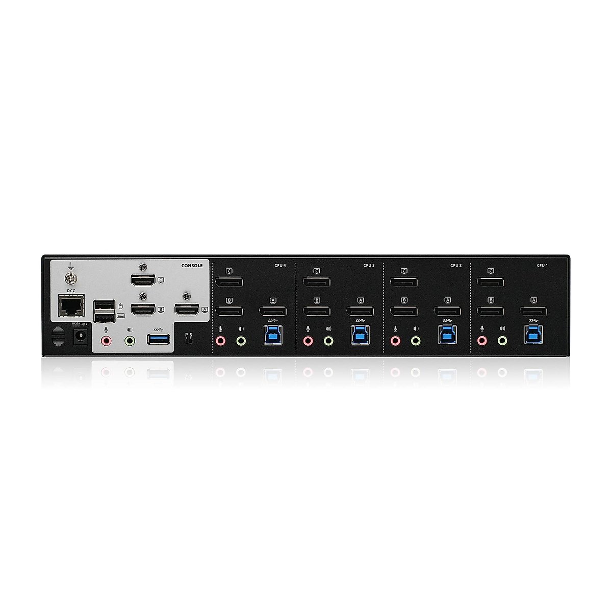 IOGEAR 4-Port 4K DisplayPort Triple View KVMP - 3 HDMI Monitors Outs - Converts DisplayPort to HDMI Out - 4096 x 2160 @60Hz - Control/Share USB 3.0 peripherals - Win 7+ Mac OS Linux - GCS1964