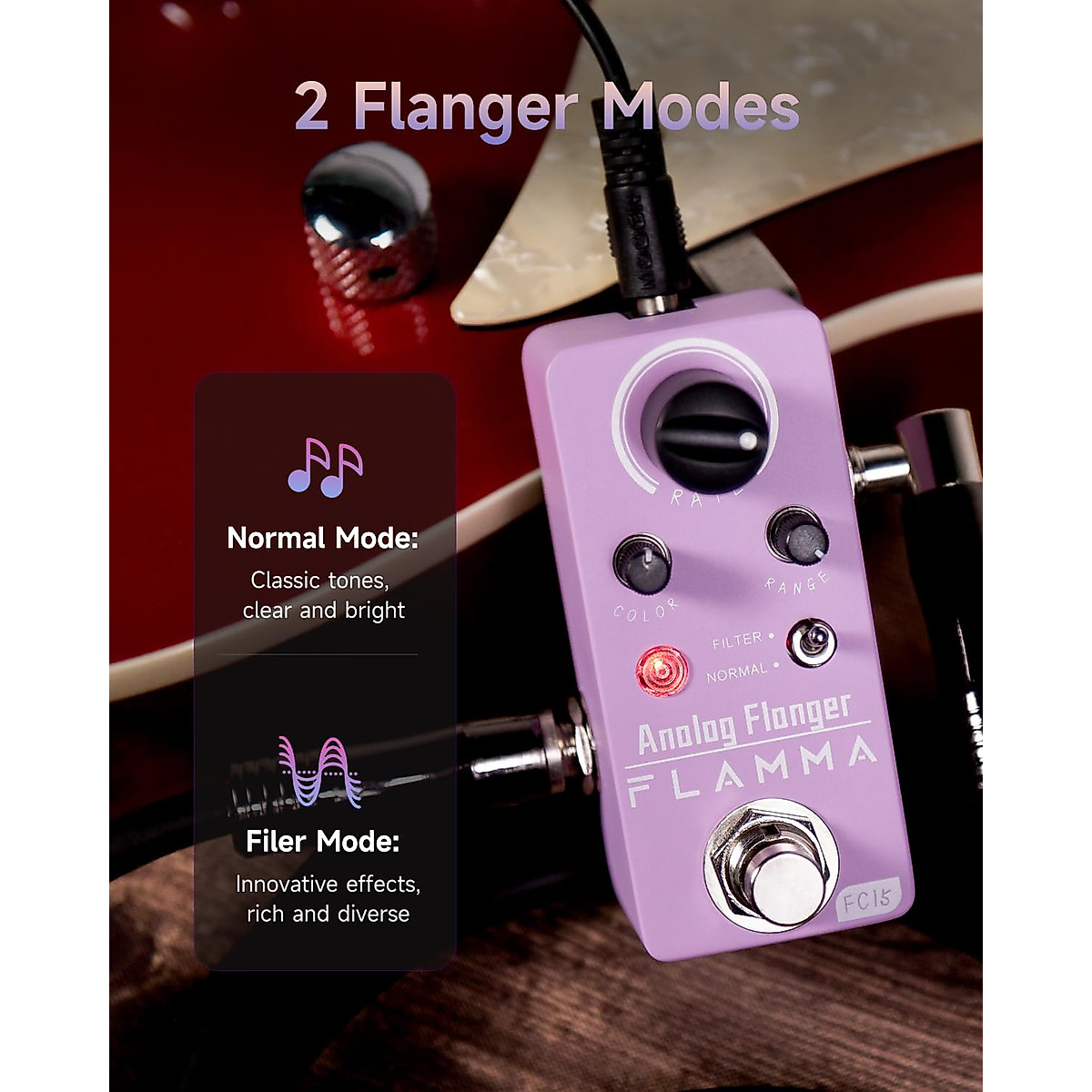 FLAMMA FC15 Analog Flanger Pedal Guitar Effects Pedal True Bypass Mini Portable Durable Metal Shell