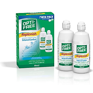 Opti-Free Replenish Multi-Purpose Disinfecting Solution with Lens Case, Twin Pack, 10-Fluid Ounces Each - 2 Count(Pack of 1)