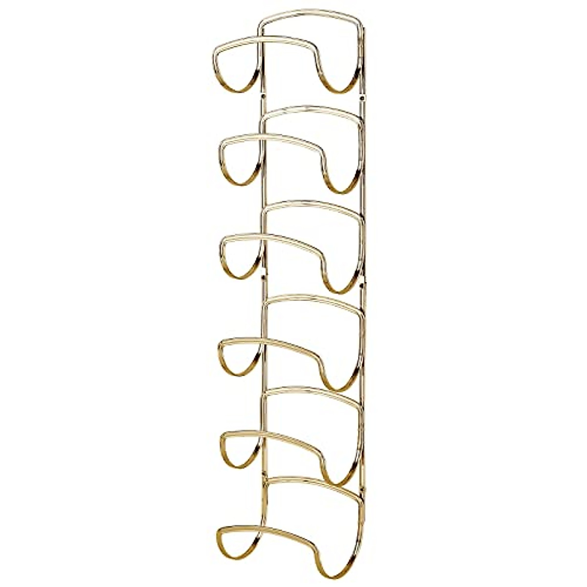 mDesign Steel Towel Holder for Bathroom Wall - Wall Mounted Organizer for Rolled Towels and Bath Robes - Six Level Wall Mount Towel Storage Rack - Bathroom Towel Organizer, Hyde Collection, Soft Brass
