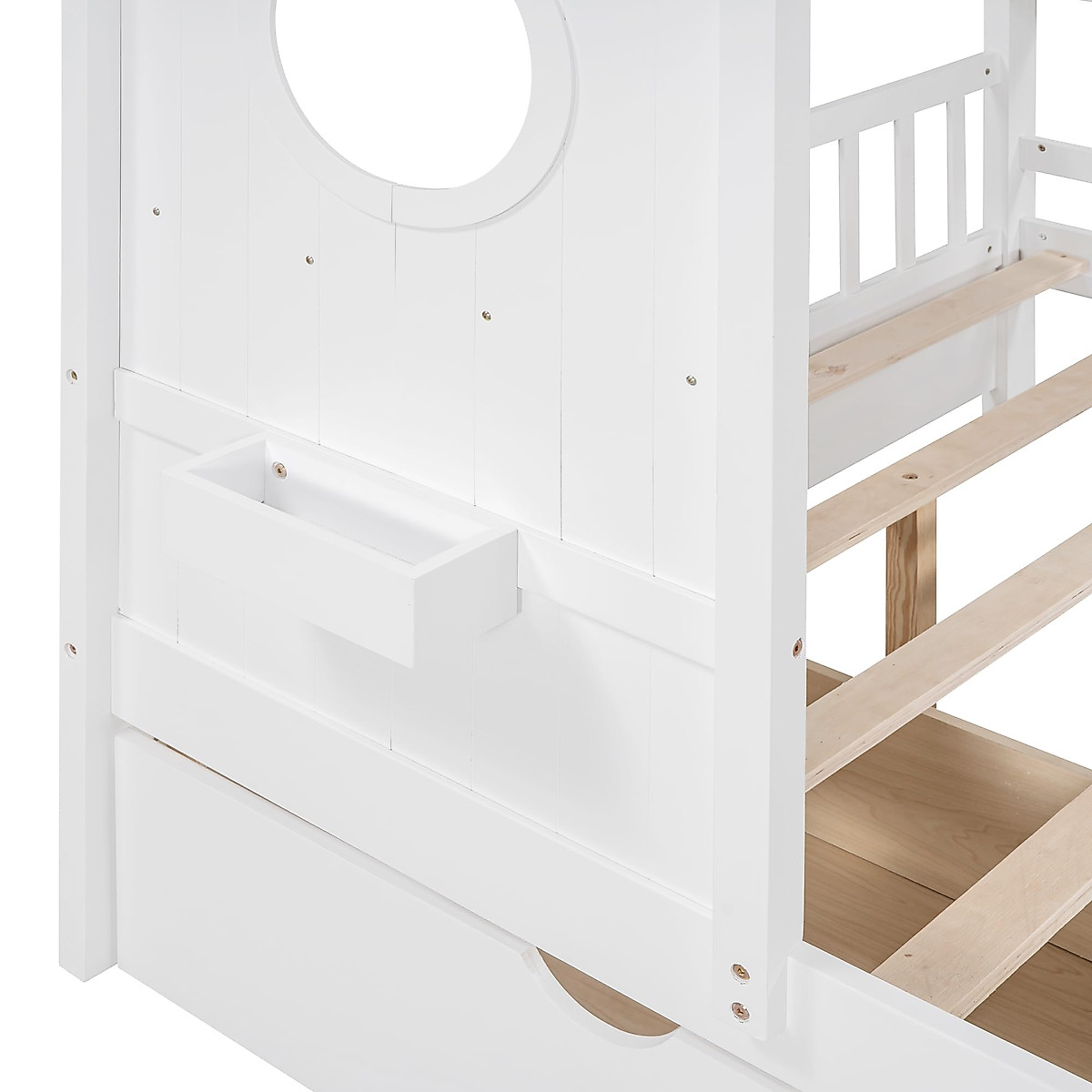 Merax Wood Full House Daybed with Drawers & Storage Shelves,Day Bed for Kids Boys Girls No Box Spring Needed White